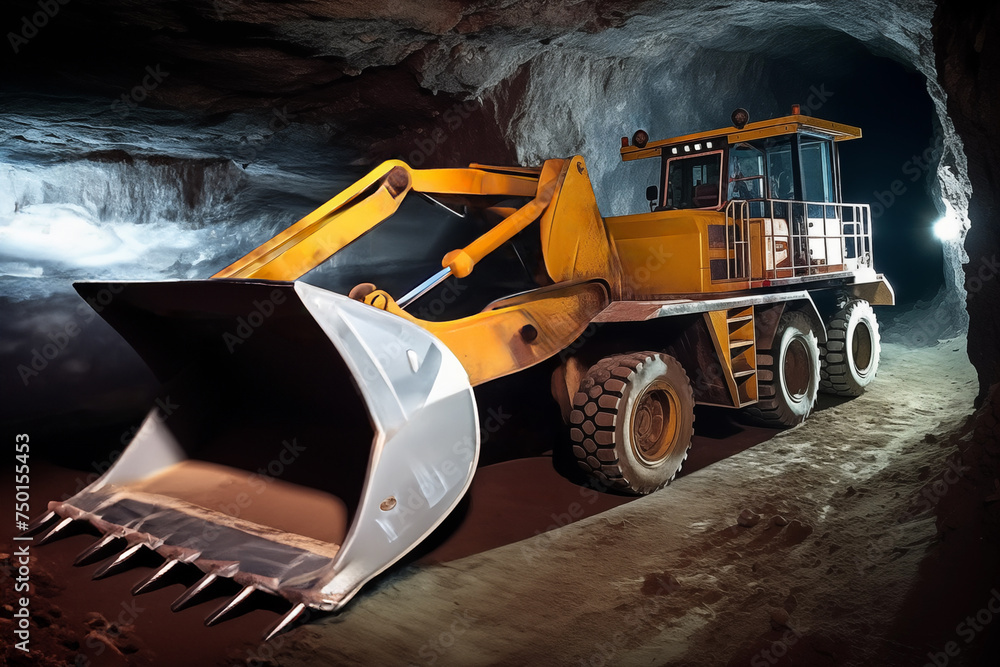 Coal mining in mine use Underground Mining Loader. Heavy machinery for ...