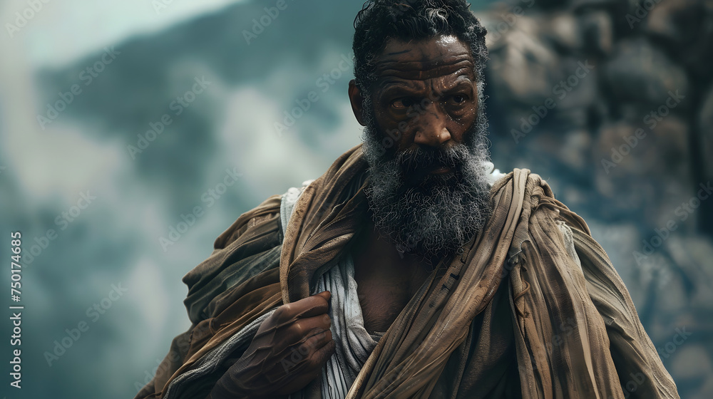 full body potrait of Enoch, the man who walked with God in the bible and the grandfather of Noah ...