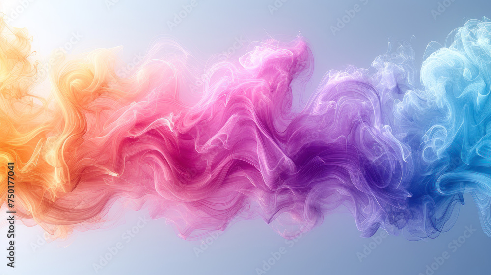 a multicolored cloud of smoke on a blue and white background with a ...