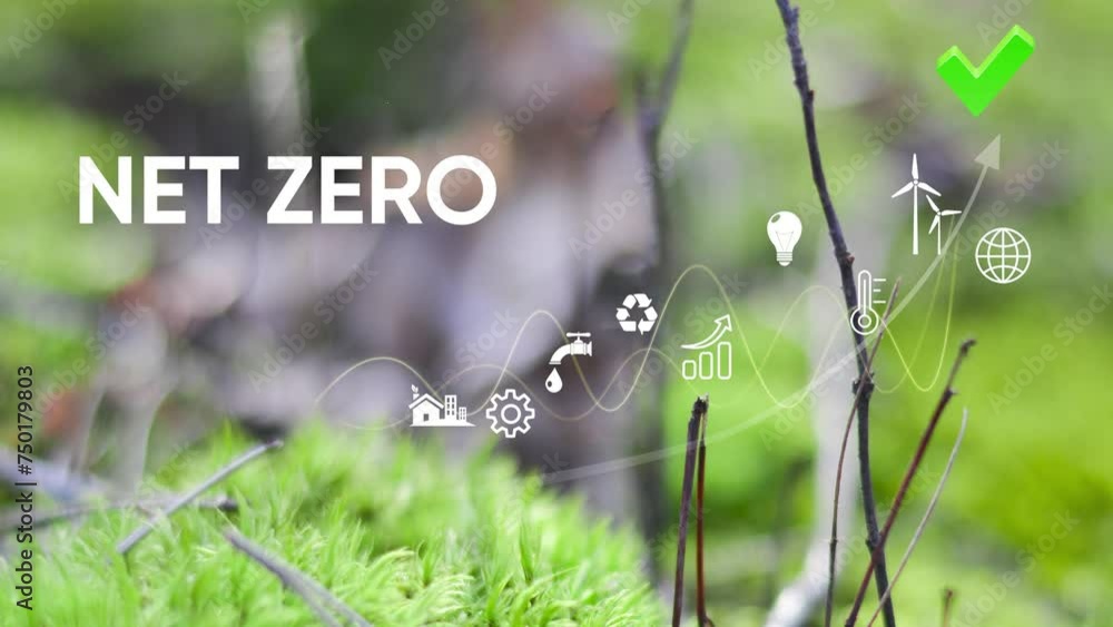 Net zero emission.Towards Zero carbon.Net zero emissions concept 2050 ...