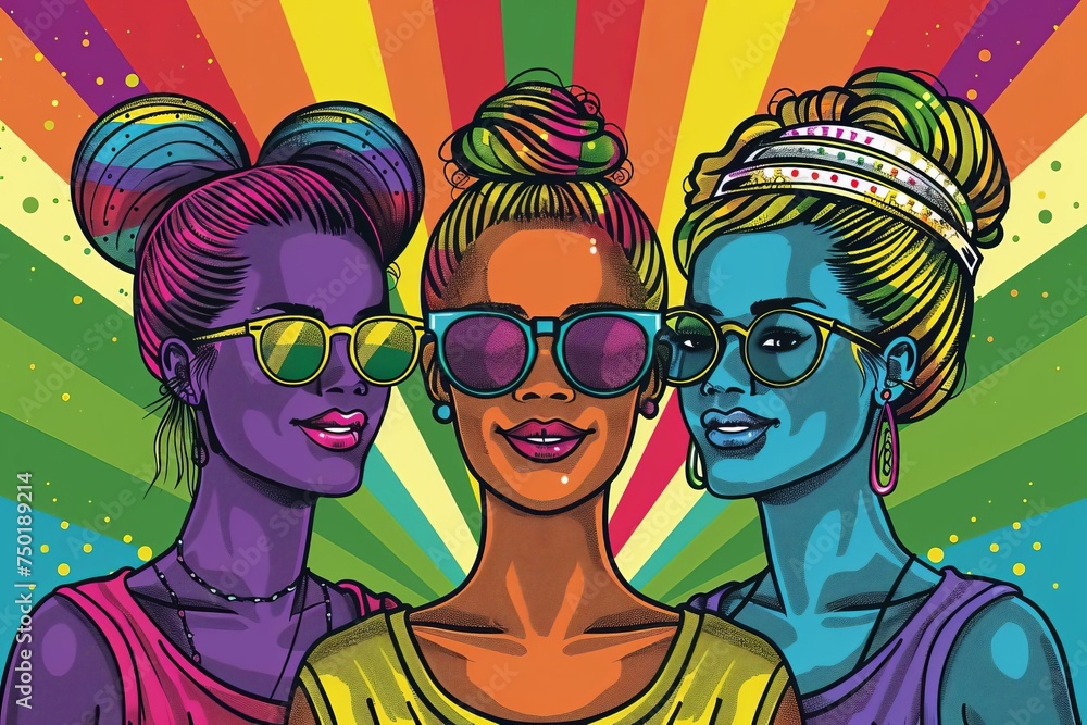 Pop art style illustration celebrating pride day and the diversity of ...