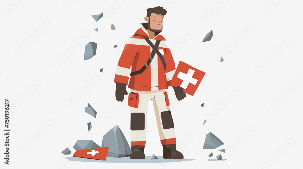 Earthquake illustration of a red cross man vector is Stock Vector ...