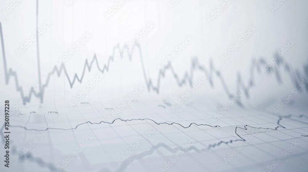 Graph with key metrics highlighted, set against a stark, white backdrop ...