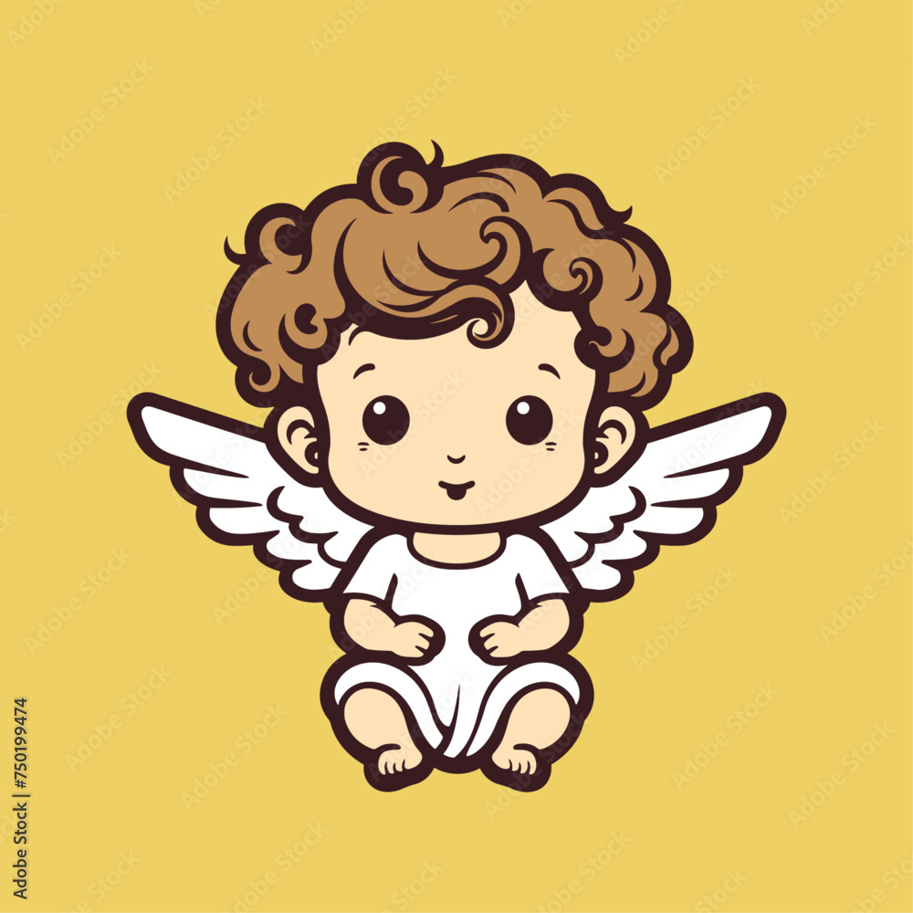 Vector illustration of a cute cherub, angel, Seraphim, adorable ...