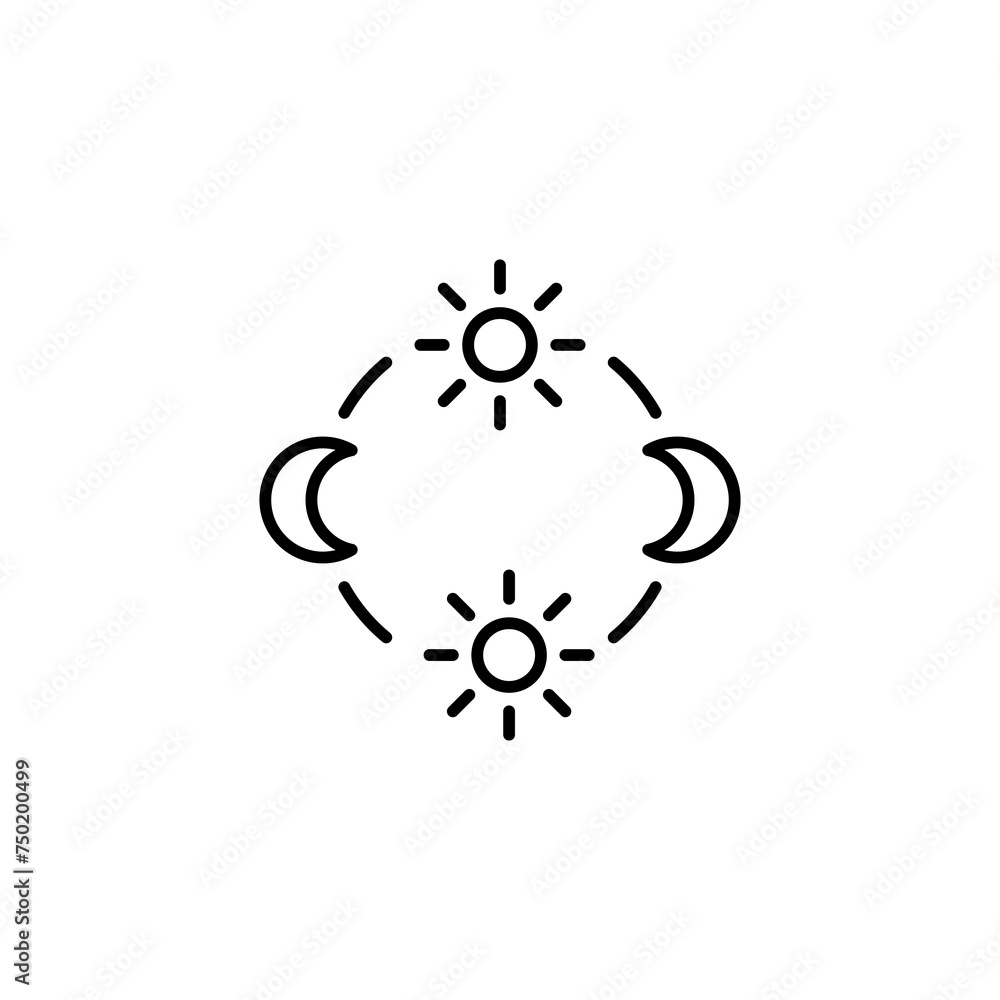 day and night cycle icon, movement path of the sun and moon icon ...