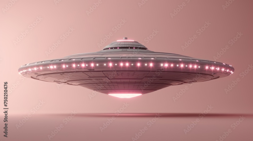 an alien ship floating in the air with a light on it's side and a light ...