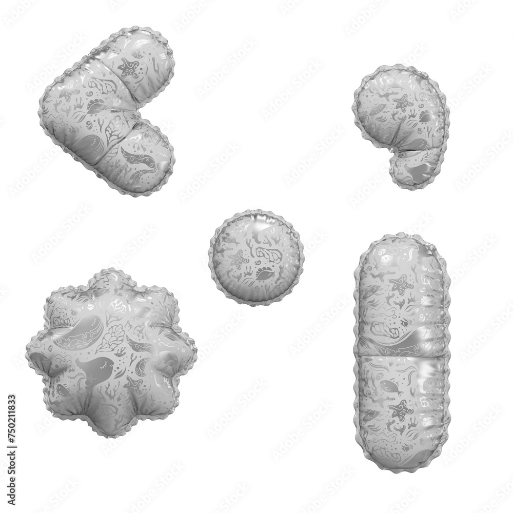 3D inflated balloon 5 different Symbols/signs Symbol/sign with glossy ...