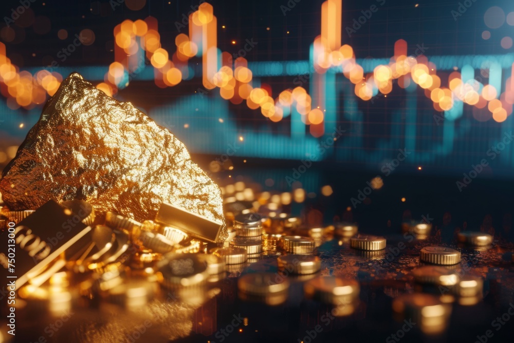 Gold price chart backdrop with stock market correlation background for ...