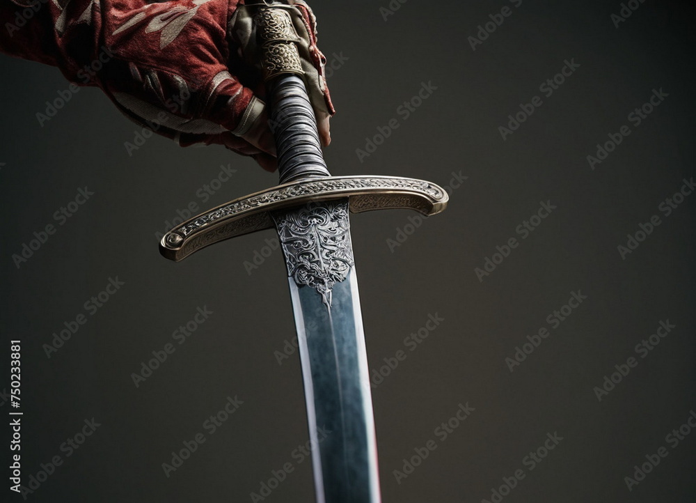 An ancient knight's sword. Cold steel of the past. A rare antique blade ...