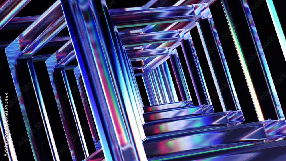 Abstract animation, 3d render of geometric background with color ...