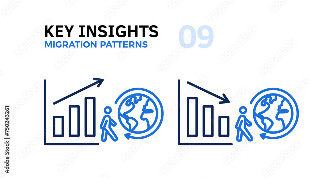 Vetor de Global Migration Dynamics: Globe with Circle and Walking ...