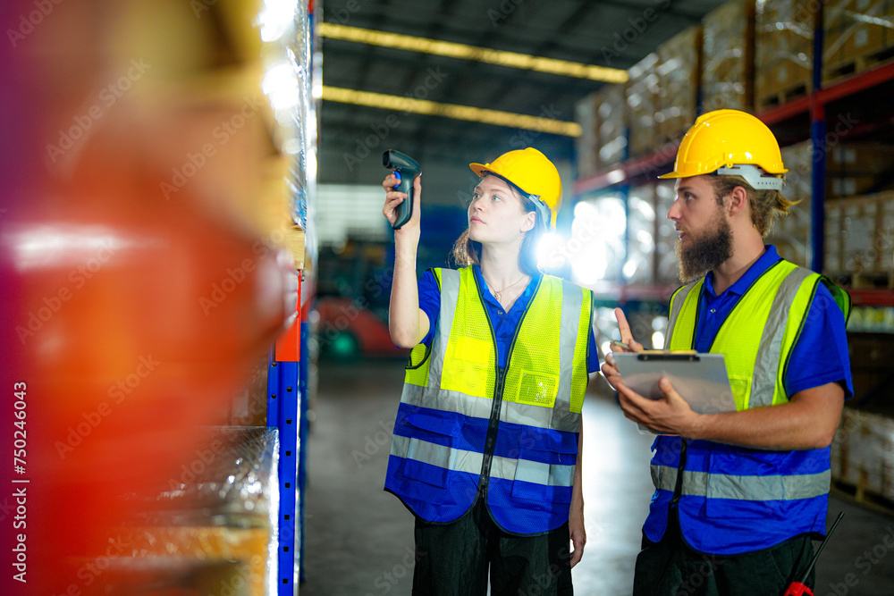 operation workers checking and inspecting cargo for stack items for ...