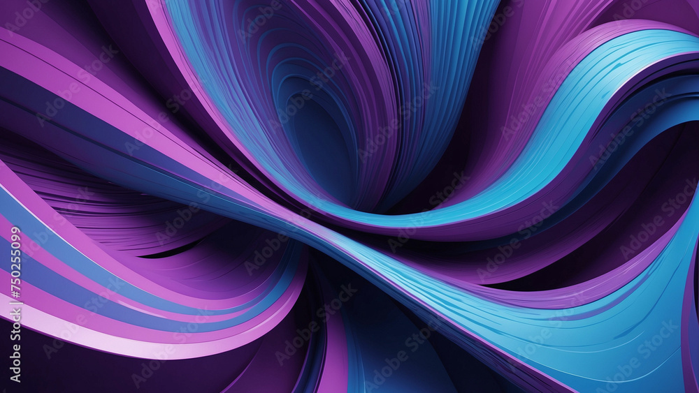 A vibrant purple and blue abstract background swirls with curved lines ...