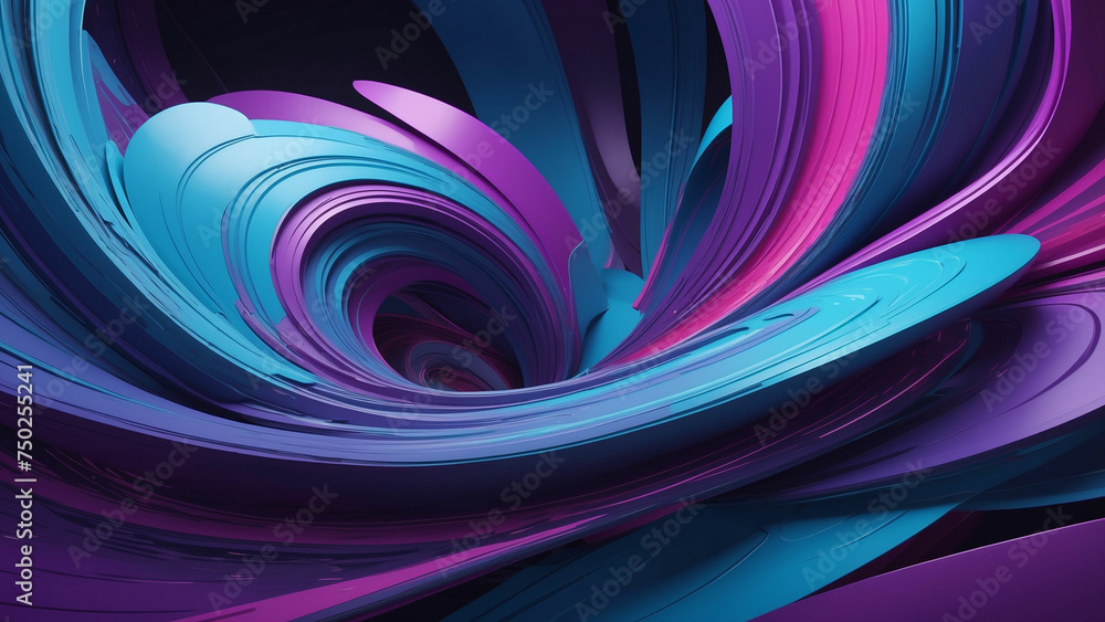 A vibrant purple and blue abstract background swirls with curved lines ...