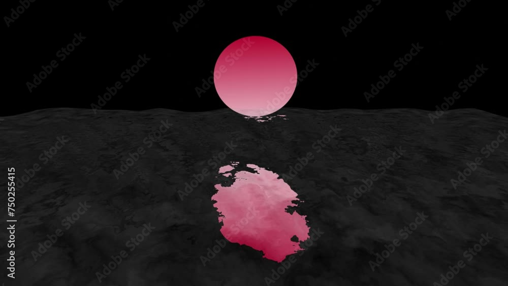 Animated screensaver featuring a pink sun silhouette and its reflection ...