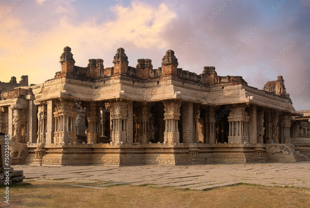 Medieval stone architecture ruins of Vijaya Vittala temple complex at ...