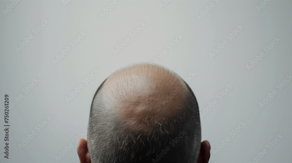 Backside of a Male Caucasian Bald Head with Alopecia and Hair Loss ...