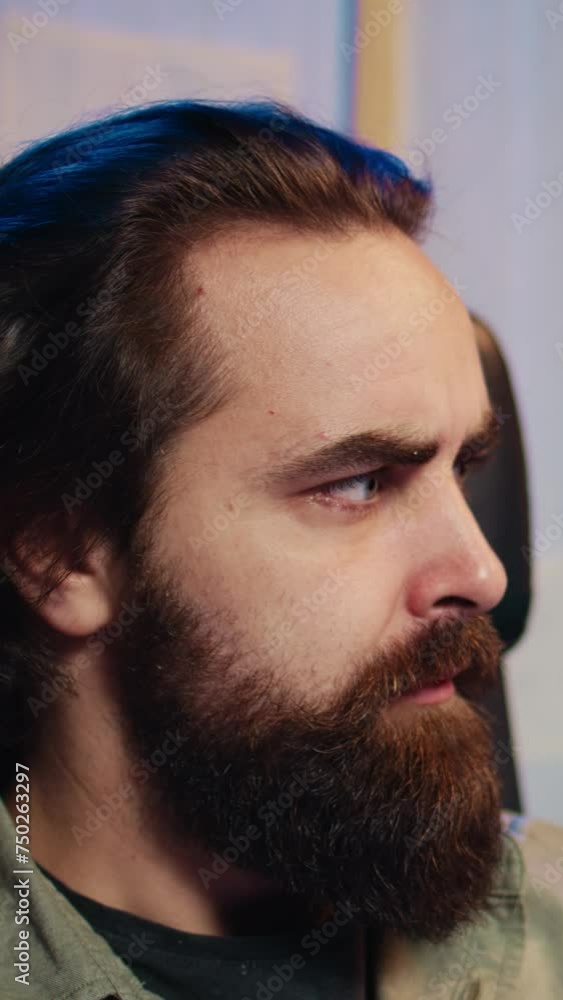 Vertical video Man getting scared while programming after AI becomes ...