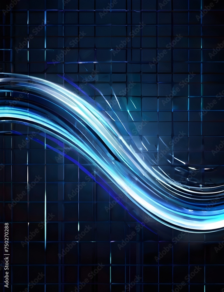 Blue wind air flow light effect, cold fresh wave vector. Clean magic ...