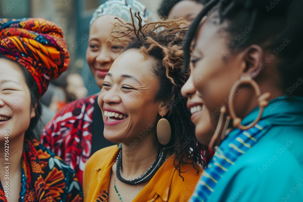 elderly women laughing, a group of women of different nationalities ...