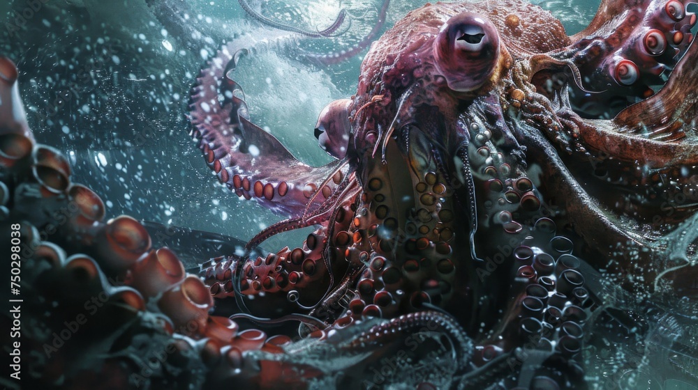 As a powerful storm rages on the surface of the ocean deepsea creatures ...
