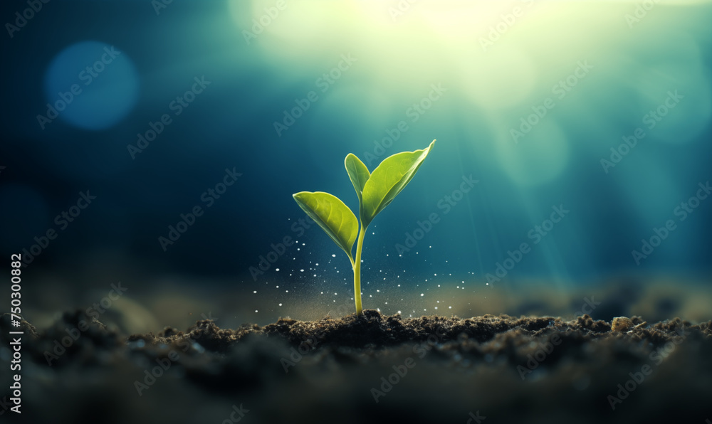 Growing plants from seeds in a fertile environment. Nutrients in the ...