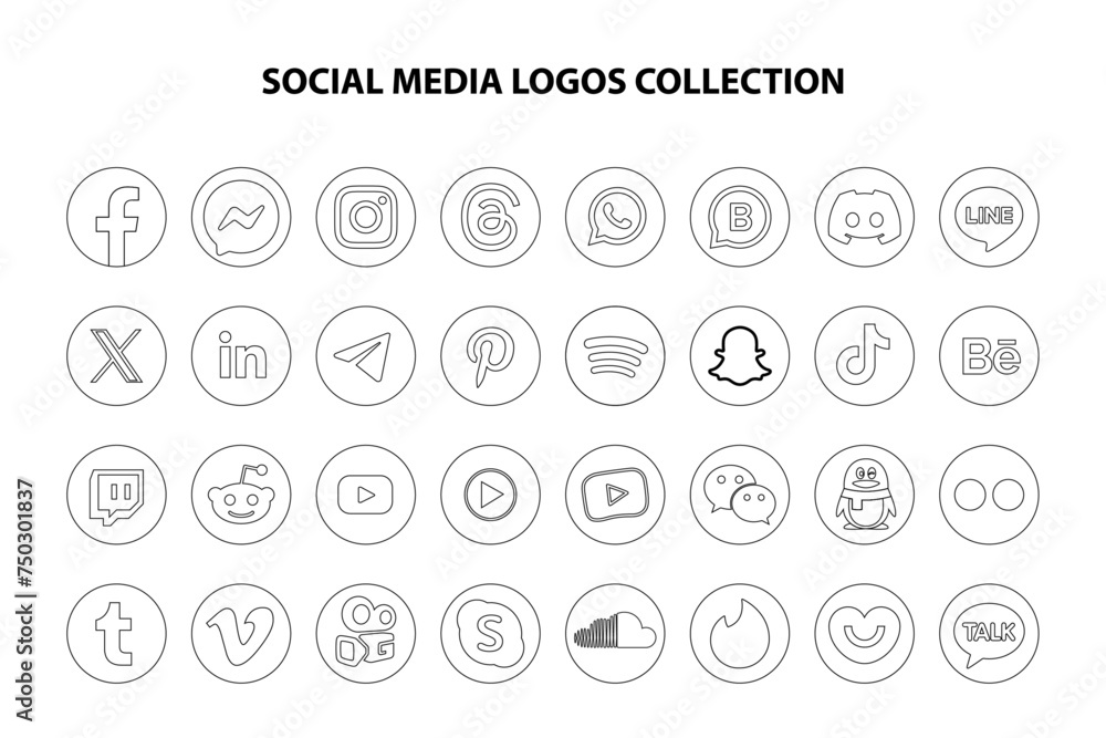 Iconos redondos de redes sociales o logotipos de redes sociales ... Iconos redondos de redes sociales o logotipos de redes sociales ...