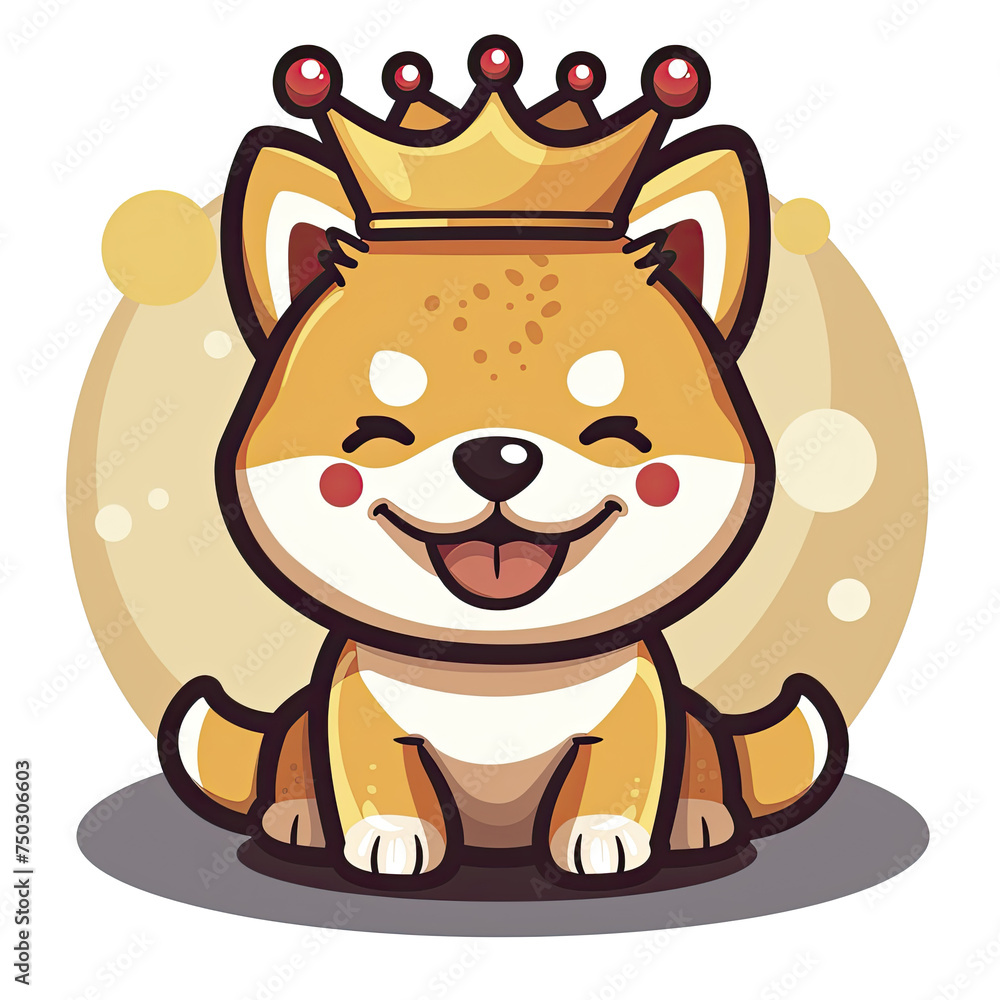 Shiba Inu Dog Queen With Crown Cartoon, Isolated Transparent Background ...