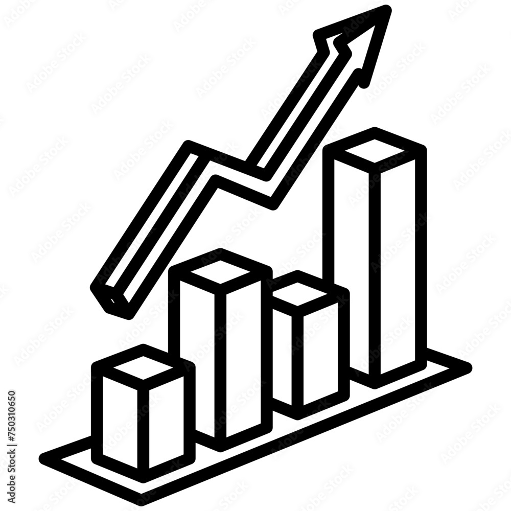 Growth Chart black outline icon, related to market and economy theme ...