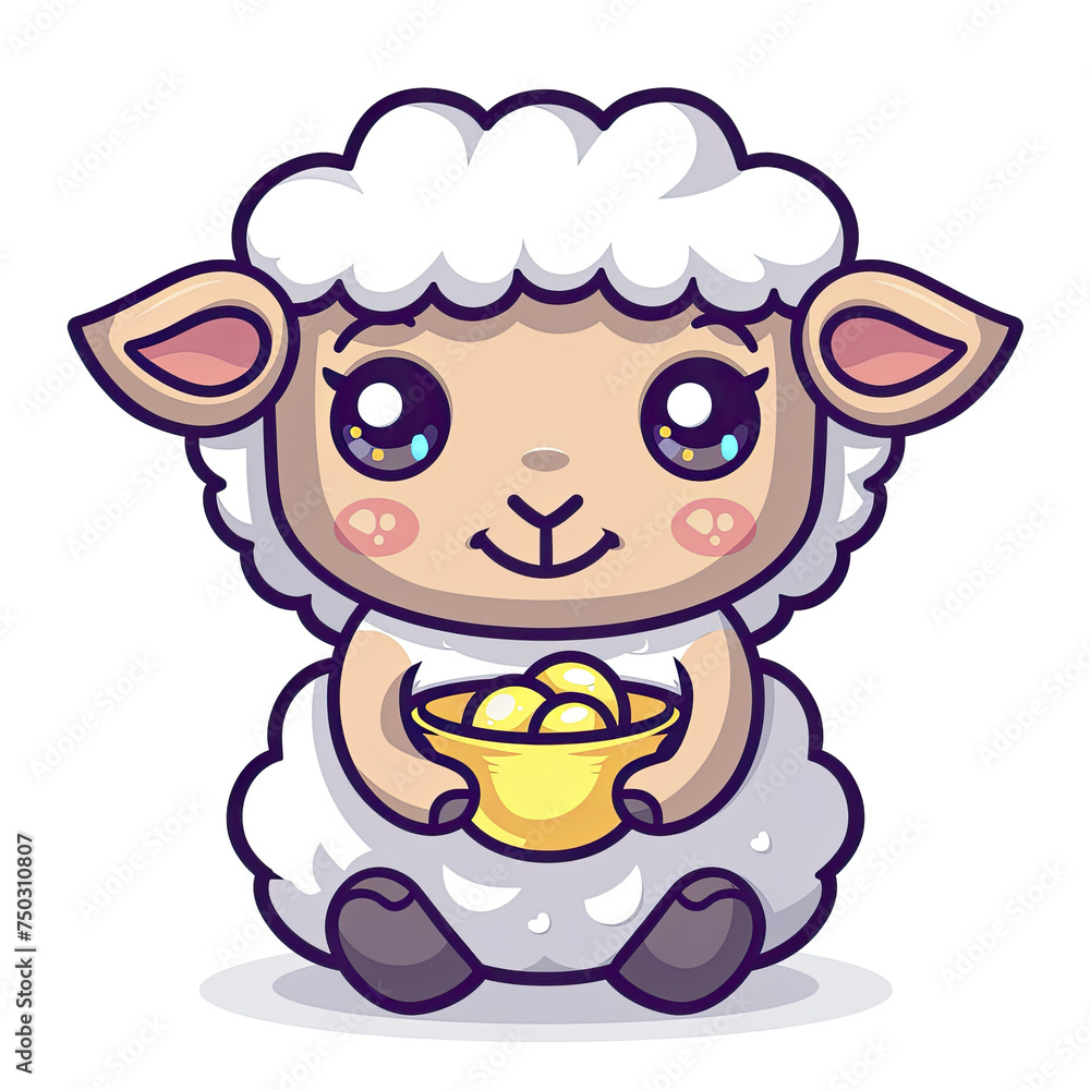 Lucky Sheep Holding Gold Cartoon, Isolated Transparent Background ...