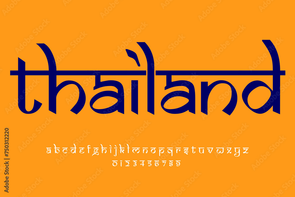 country Thailand text design. Indian style Latin font design ...