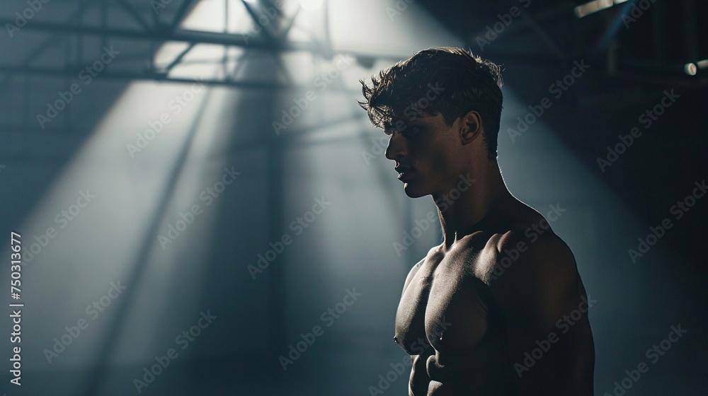 Under the spotlight muscles shine and gleam showcasing the raw beauty ...
