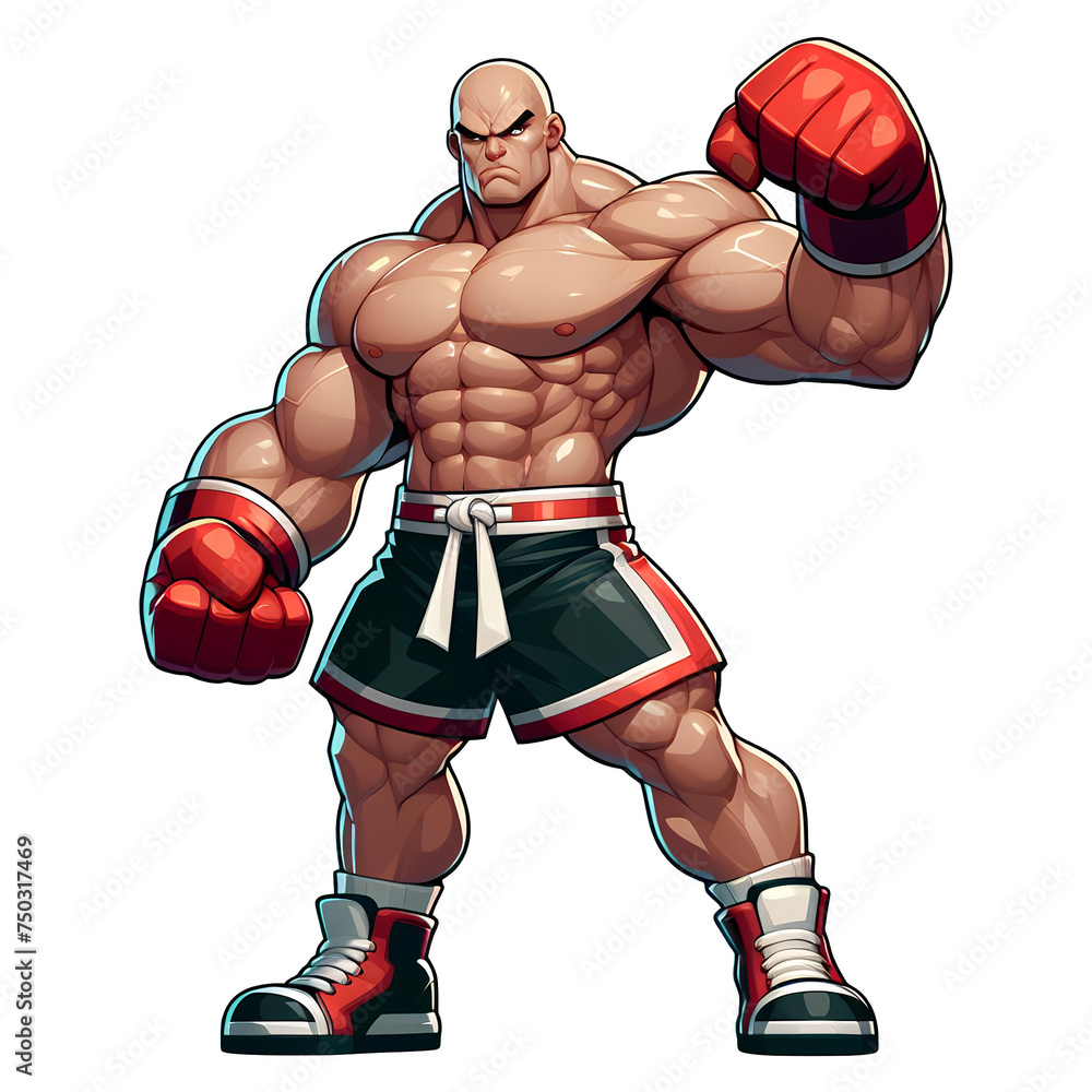 character of a bald fighter in the game, big and muscular PNG Stock ...