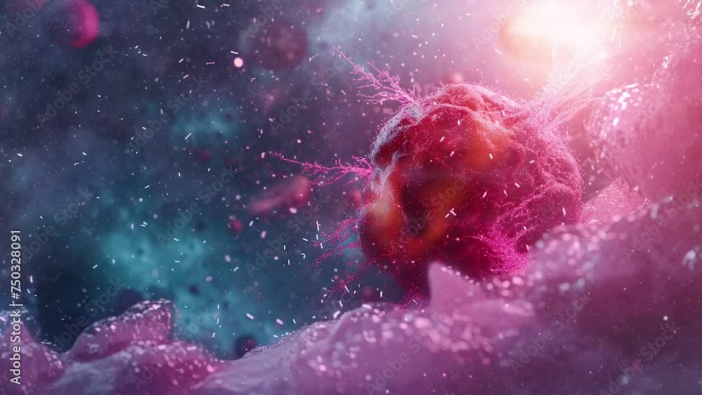 Virus infection inside a human cell close up 4K Animation สต็อกวิดีโอ ...