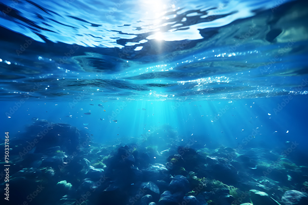 Life in coral reef glowing jellyfish and fish. Rich colors of tropical ...