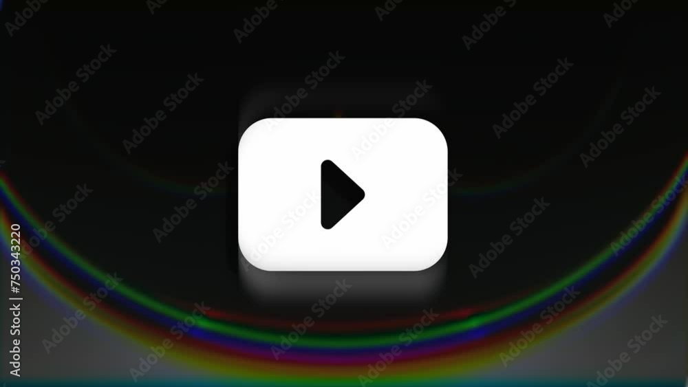 Motion graphic, animated Play button and smiling, crescent beams of RGB ...