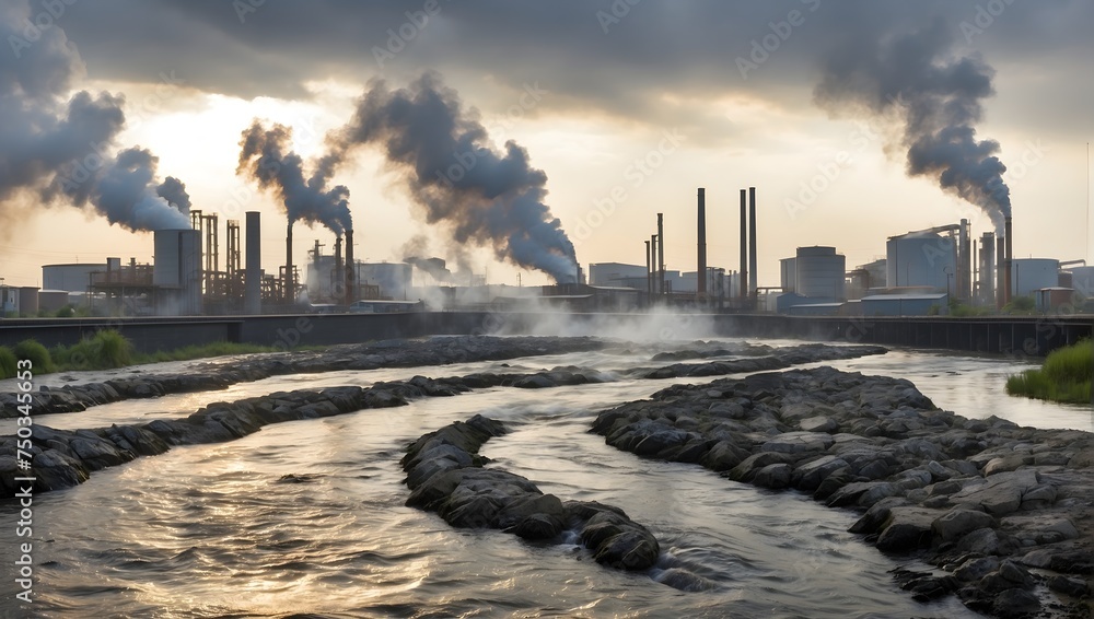 Industrial pollution depicted through wastewater discharge from ...
