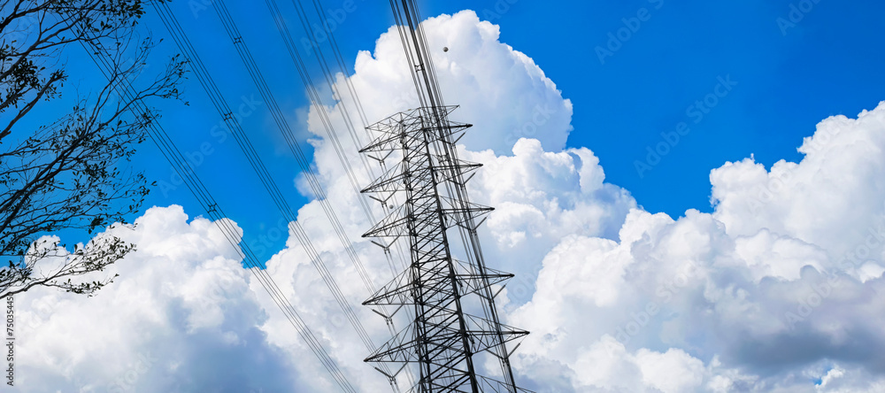 A transmission tower, electricity pylon which is a tall steel lattice ...