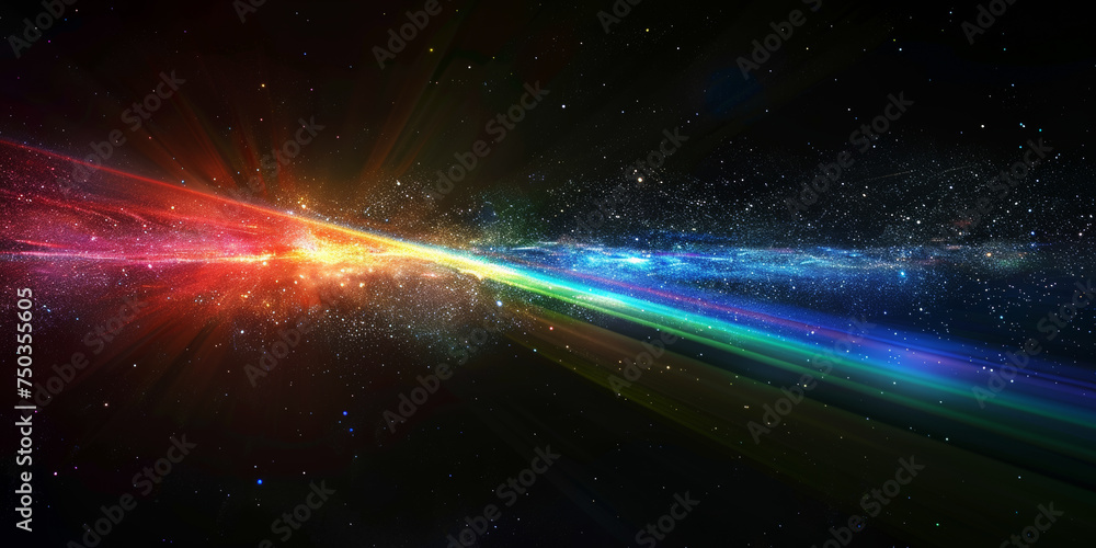 Spectral Light Beam Across Night Sky Background, A spectrum of light ...