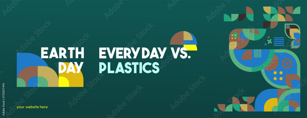 Earth day horizontal banner. Modern geometric abstract background in ...