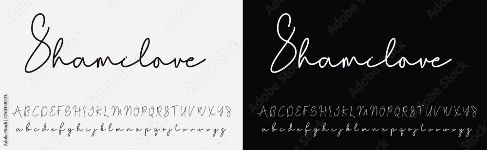 Hand drawn vector alphabet. Modern monoline signature script font ...