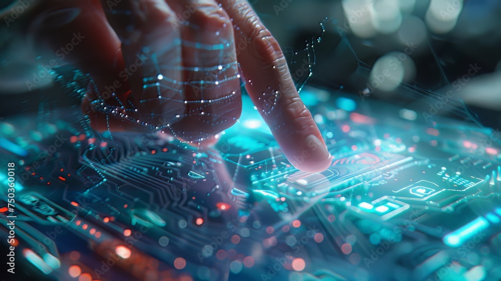 A close-up shot captures the subtle interaction between human and ...