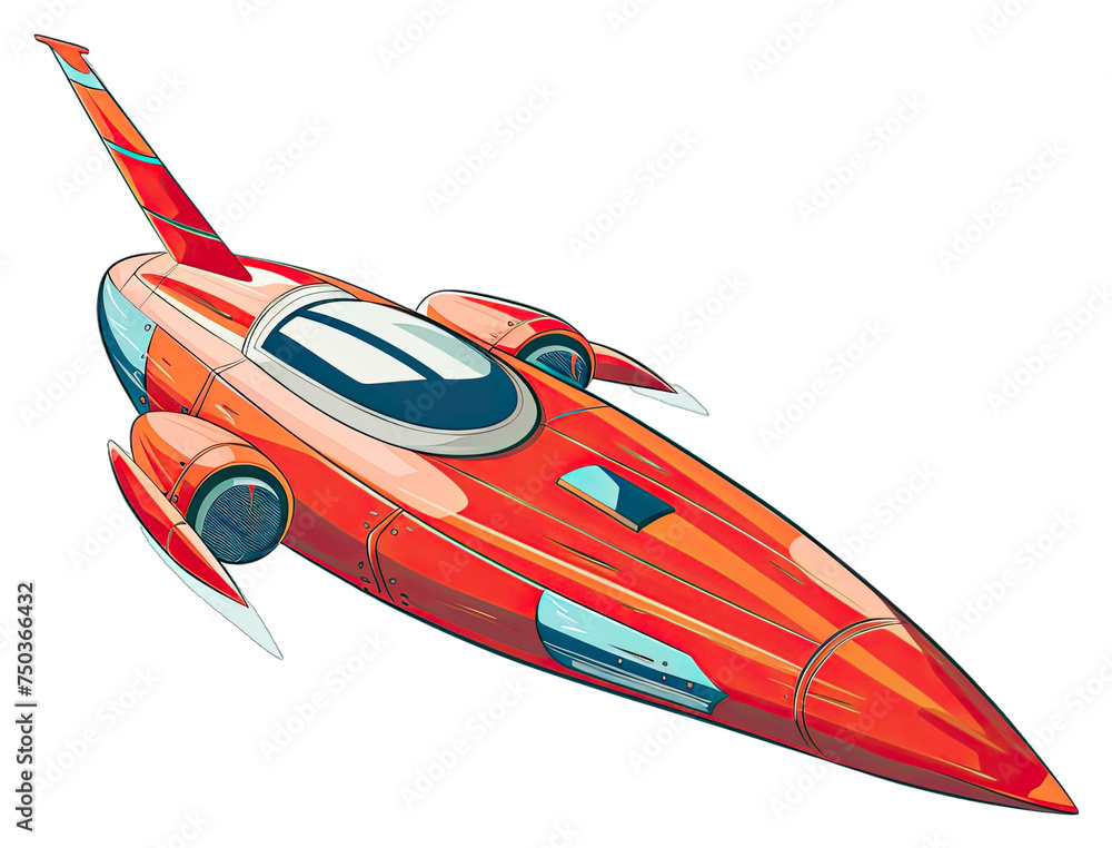 Decorative Spaceship Art - Imaginative Vector Painting. Isolated on a ...