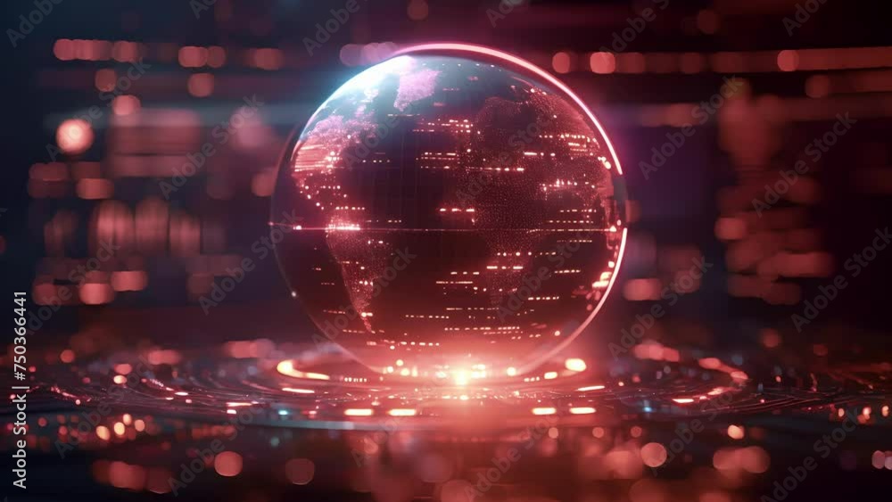 A futuristic animated globe appears in the third infographic ...