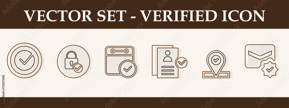 Confirm outline icons. Red and blue color icons. For logo, symbol, sign ...