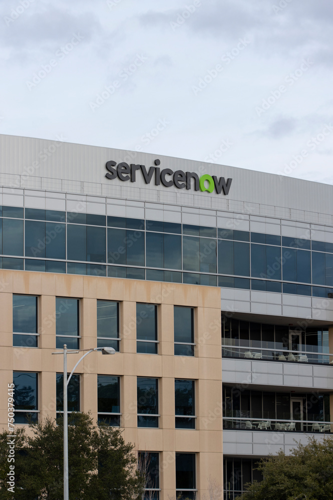 Santa Clara, CA, USA - Feb 21, 2024: ServiceNow sign is seen at its ...