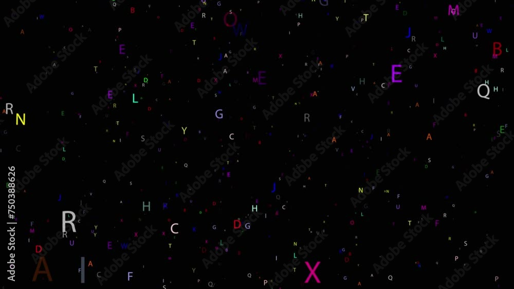 Flying Animated English Alphabet Letters 4K Black Background. The ...