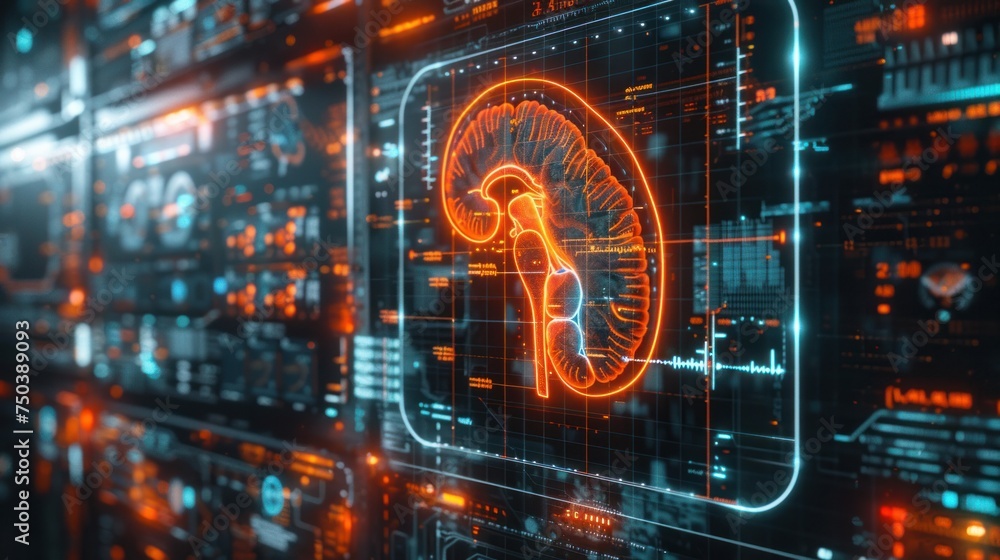 Medical research or kidney health care with diagnostics and biometrics ...