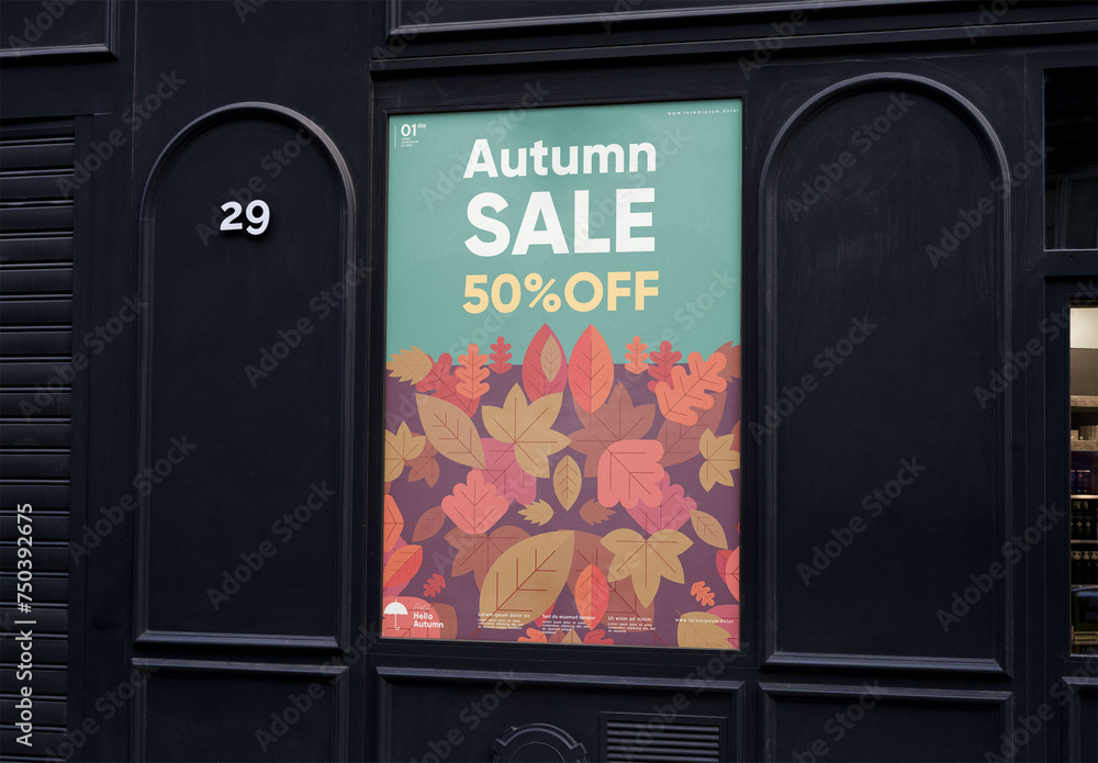 Mockup of vertical customizable sign on building exterior Stock ...