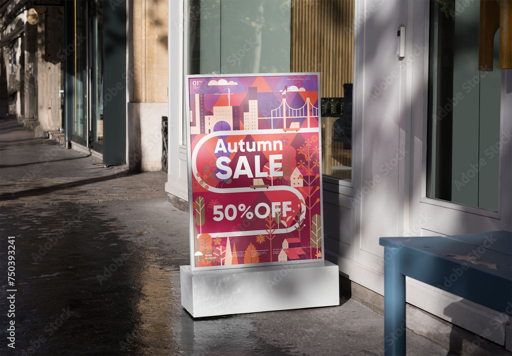 Mockup of customizable vertical freestanding sign Stock Template ...